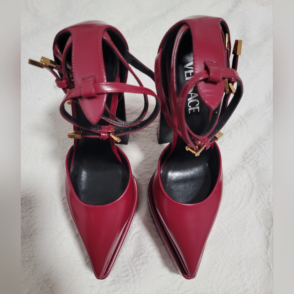 Versace Women's Red Leather Heels - Gem